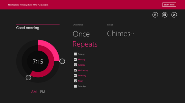 How to use Alarms App in Windows 8.1