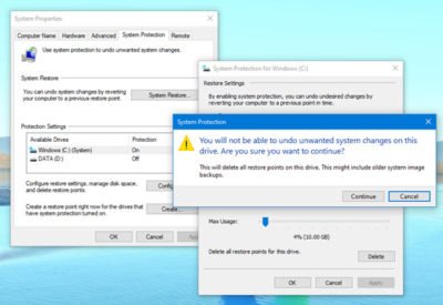 How to delete System Restore Points and Previous versions of files