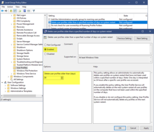 Delete old user profiles and files automatically in Windows 11