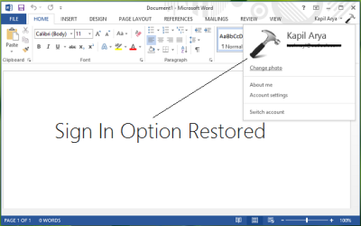 Fix Sign in feature disabled in Microsoft Office