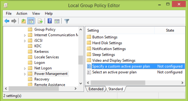 Specify a custom active Power Plan and force Windows to use it