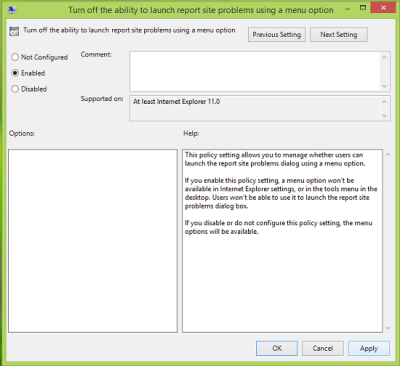 Enable or Disable Report Website Problems in Internet Explorer