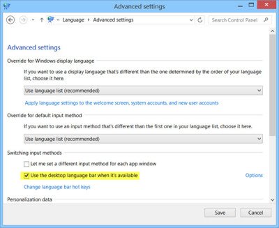 Turn Off Language Bar or Input Indicator in Windows 11