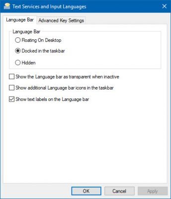 Turn Off Language Bar or Input Indicator in Windows 11