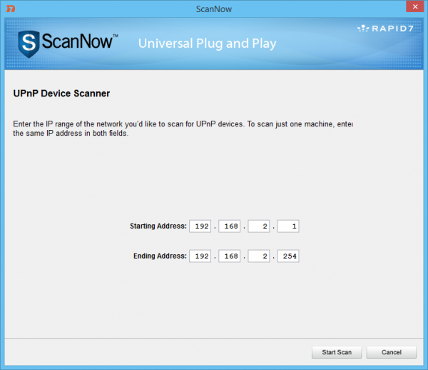 ScanNow UPn checks for vulnerabilities in Networks for Devices