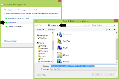 Change default location for saving BitLocker Recovery Key in Windows 11