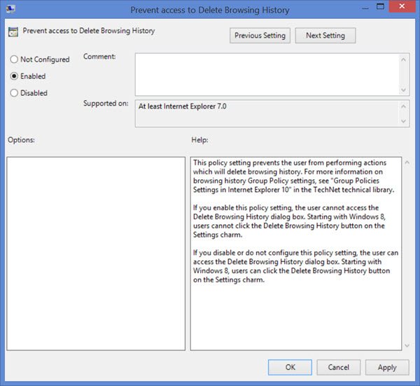 Prevent Users from deleting Browsing History and Cookies in IE Prevent Users from deleting Browsing History and Cookies in IE