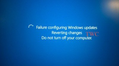 Failure configuring Windows updates, Reverting changes.