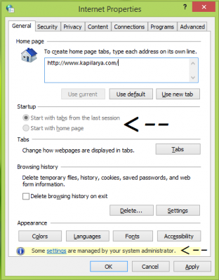 Force Internet Explorer to restore last browsing session