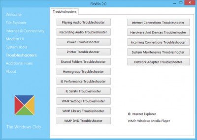FixWin v 2 Screenshots Gallery