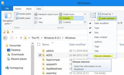 Remove or Add Columns to Folders in Explorer in Windows 11