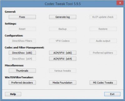 Codec Tweak Tool: Manage, detect, remove broken Codecs
