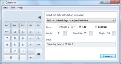 Use Windows Calculator to perform Date calculations