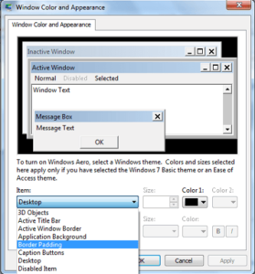 How to reduce Thick Border Padding of Explorer in Windows 7