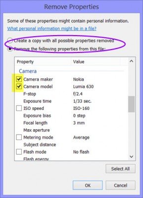 Remove Properties and Personal information from files, photos