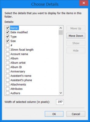 Remove or Add Columns to Folders in Explorer in Windows 11