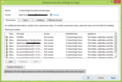 Location is not available, Access is denied error for files & folders