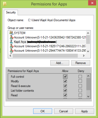 Location is not available, Access is denied error for files & folders