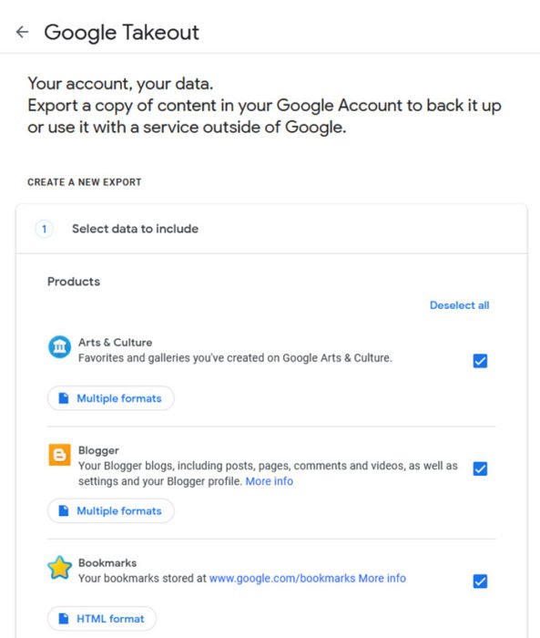 Download and Backup Google Data using Google Takeout