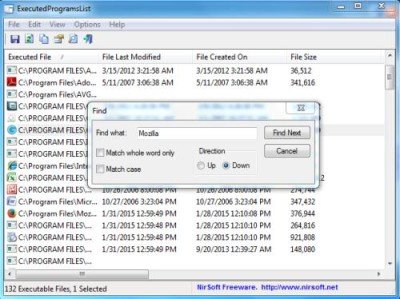 How to display running or executed Programs list on Windows