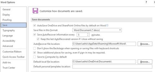 How to recover Recent Unsaved Word Document File version