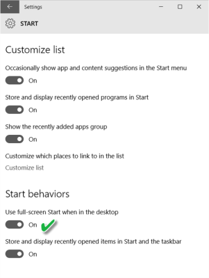 How to enable Start Screen in Windows 10