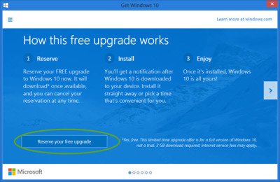 How to reserve your Free Upgrade to Windows 10