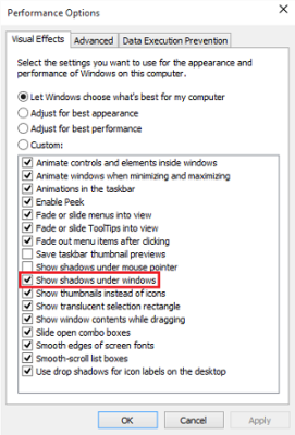 Remove Shadow effect from windows and Drop shadows for icon labels