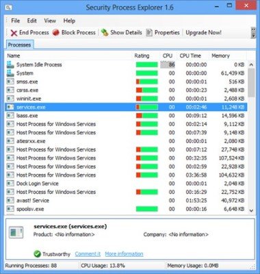 Glarysoft Security Process Explorer for Windows PC