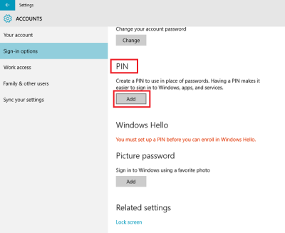 Change Password, PIN, Picture Password Sign in options in Windows 11/10