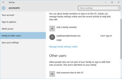 Admin, Standard, Work, School, Child, Guest Account in Windows 11/10