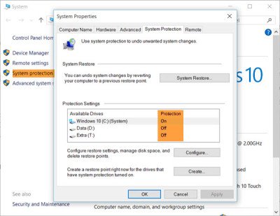 Turn On and Enable System Restore in Windows 11/10
