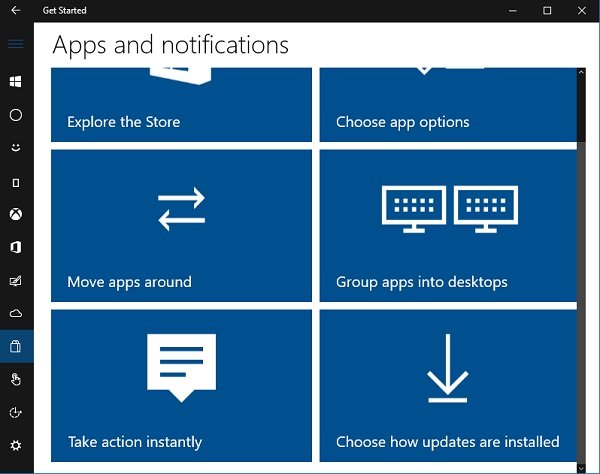Get Started app of Windows 10 - Learn Windows 10