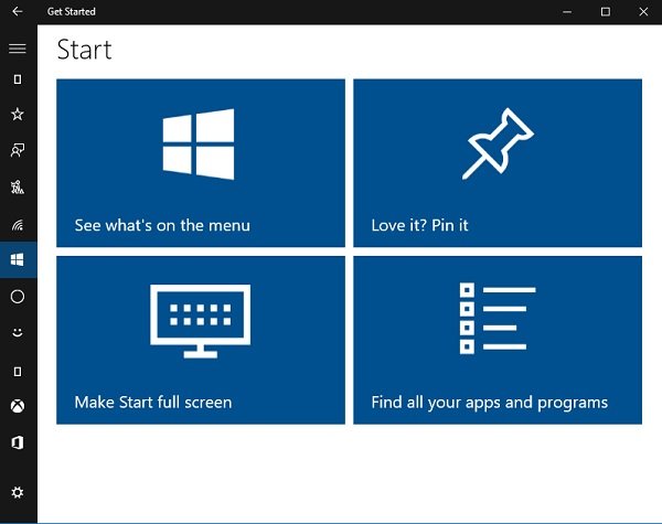 Get Started app of Windows 10 - Learn Windows 10