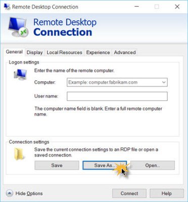 Create Remote Desktop Connection shortcut in Windows 11
