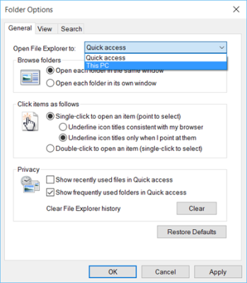 Windows 10 File Explorer features, settings and changes