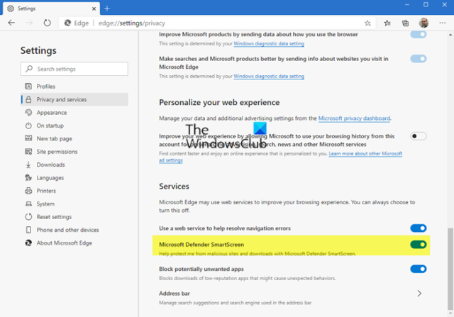 Turn On Or Off Smartscreen For Microsoft Edge In Windows