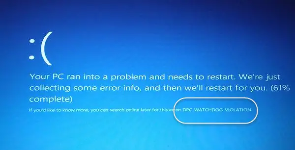 DPC_WATCHDOG_VIOLATION Blue Screen in Windows 11 DPC_WATCHDOG_VIOLATION Blue Screen in Windows 11