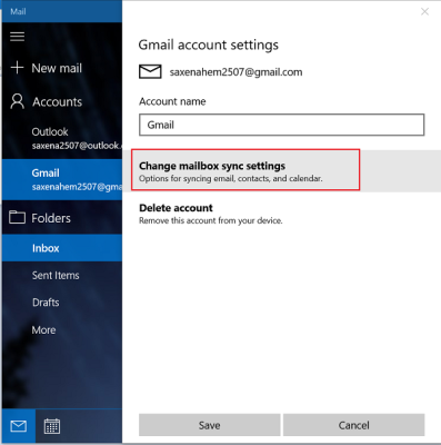 Change Outlook app Sync Settings in Windows 11