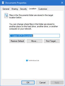 Change the default location of User folders in Windows 11
