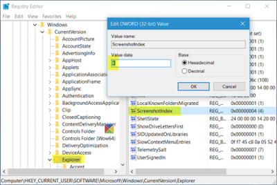 How to reset Screenshot Counter in Windows 11/10