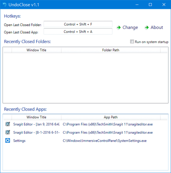 Reopen recently closed folders, files, programs, windows on PC