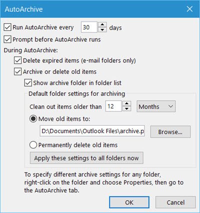 How to set up Auto Archive in Outlook