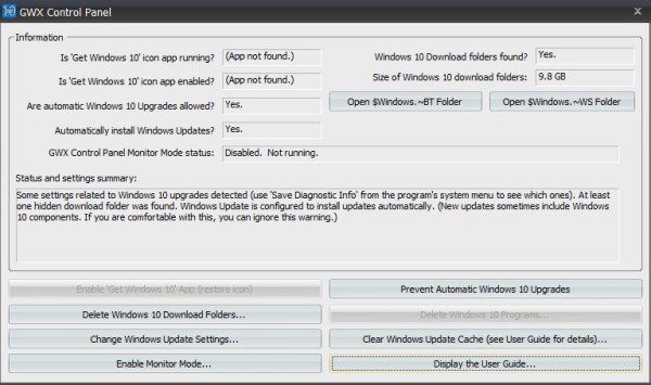 GWX Control Panel: Disable automatic Windows 10 Upgrade