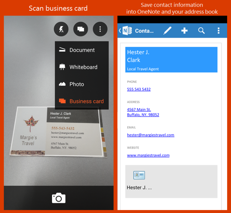 Save scanned Business Card as Virtual Contact File with Lens