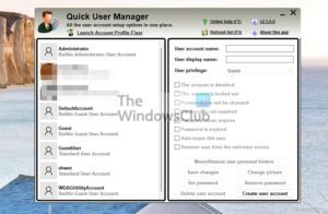 Manage Users in Windows 11/10 PC with Quick User Manager