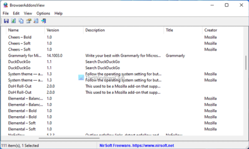 BrowserAddonsView: Manage browser add-ons on Windows PC