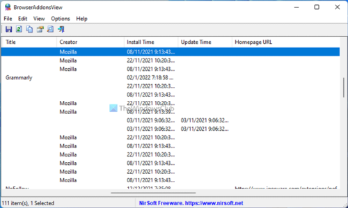BrowserAddonsView: Manage browser add-ons on Windows PC