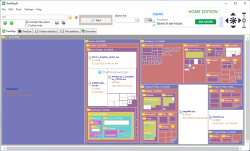 TreeMapFs: Analyze Disk Space and Usage in Windows 11/10