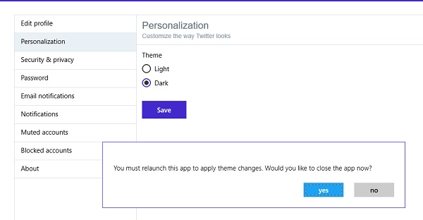 How to enable Dark theme for Twitter App in Windows 11/10